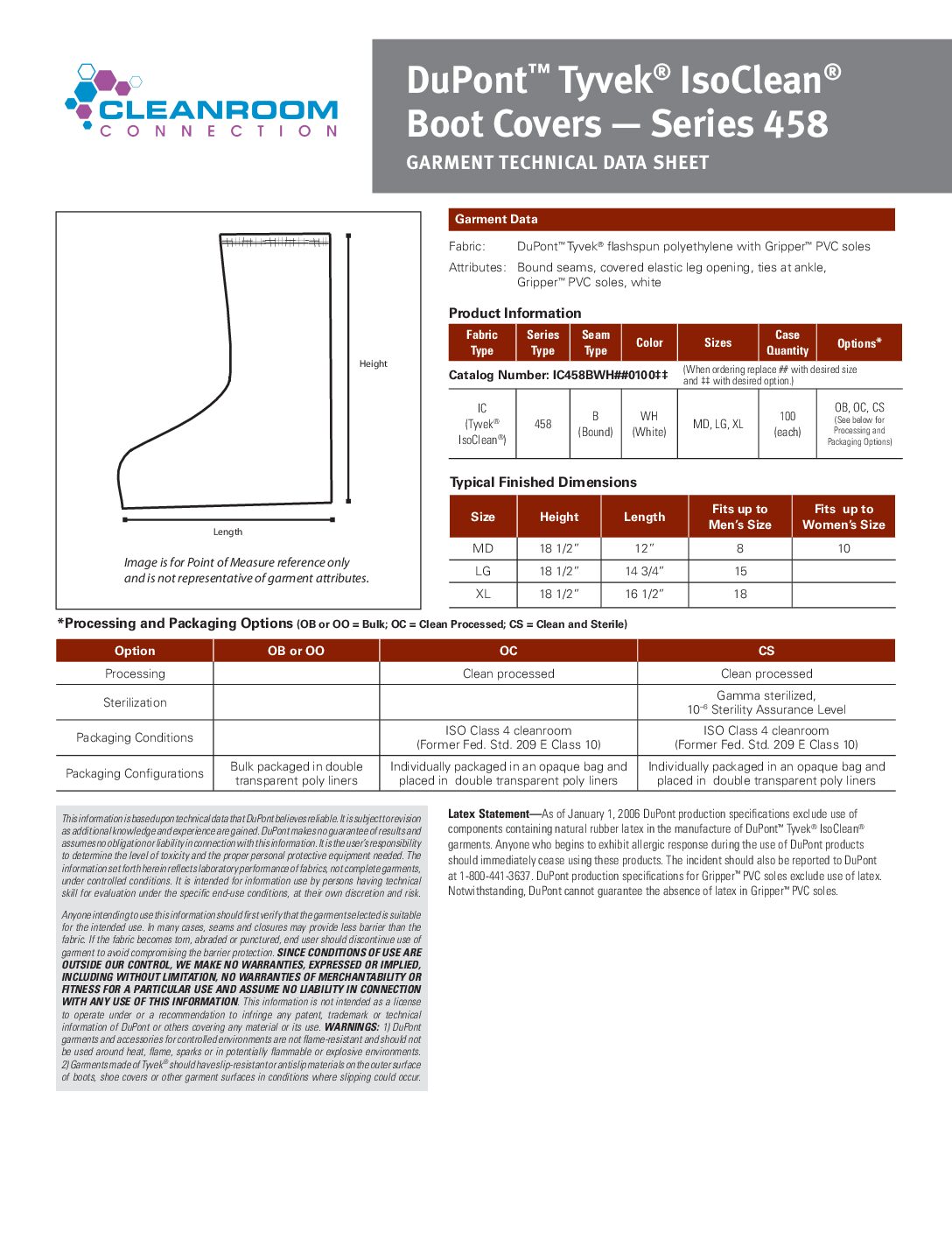 DuPont IsoClean IC458 Sterile Tyvek Cleanroom Non-Slip Boot Covers