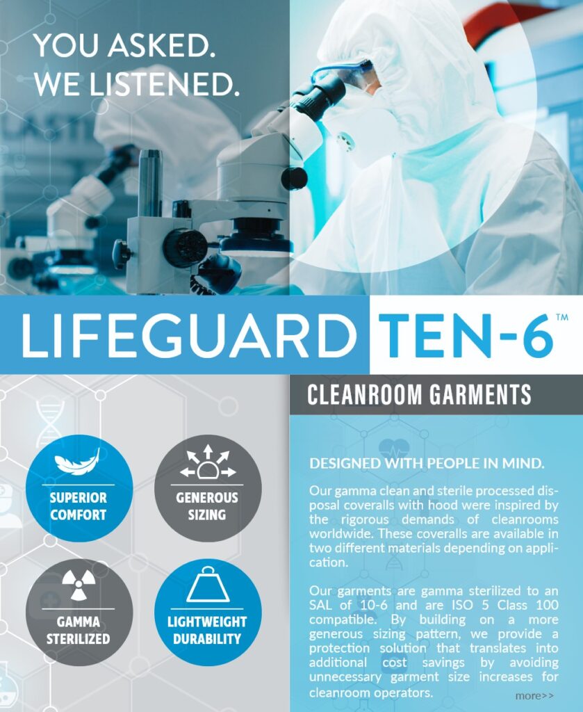 LifeGuard Ten6 Sterile Cleanroom Suit With Attach Hood Boots